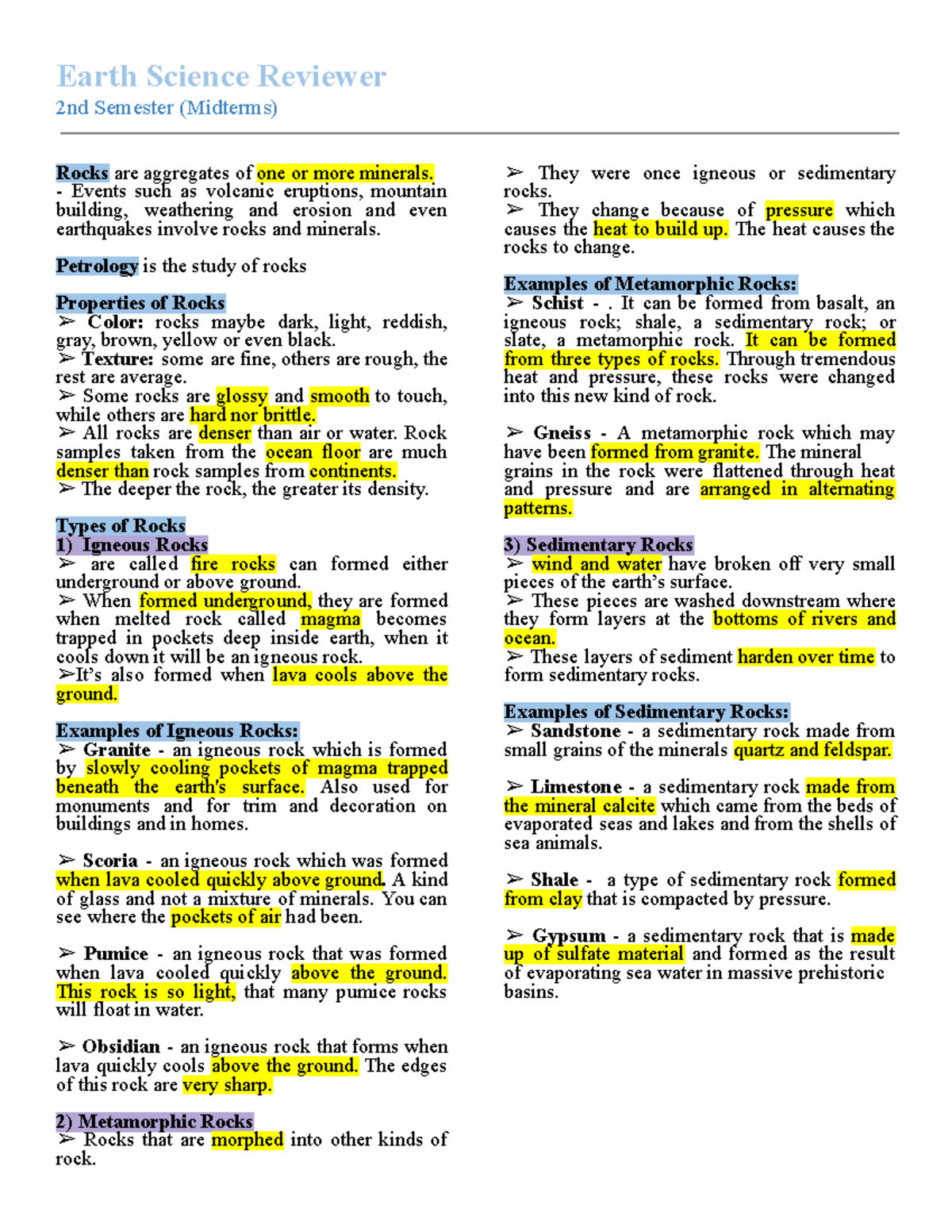 Reviewer in Earth Science - Earth Science Reviewer 2nd Semester ...