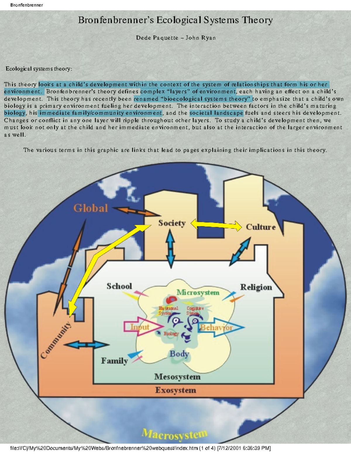 Bronfenbrenner - NONE - Bronfenbrenner Bronfenbrenner’s Ecological ...