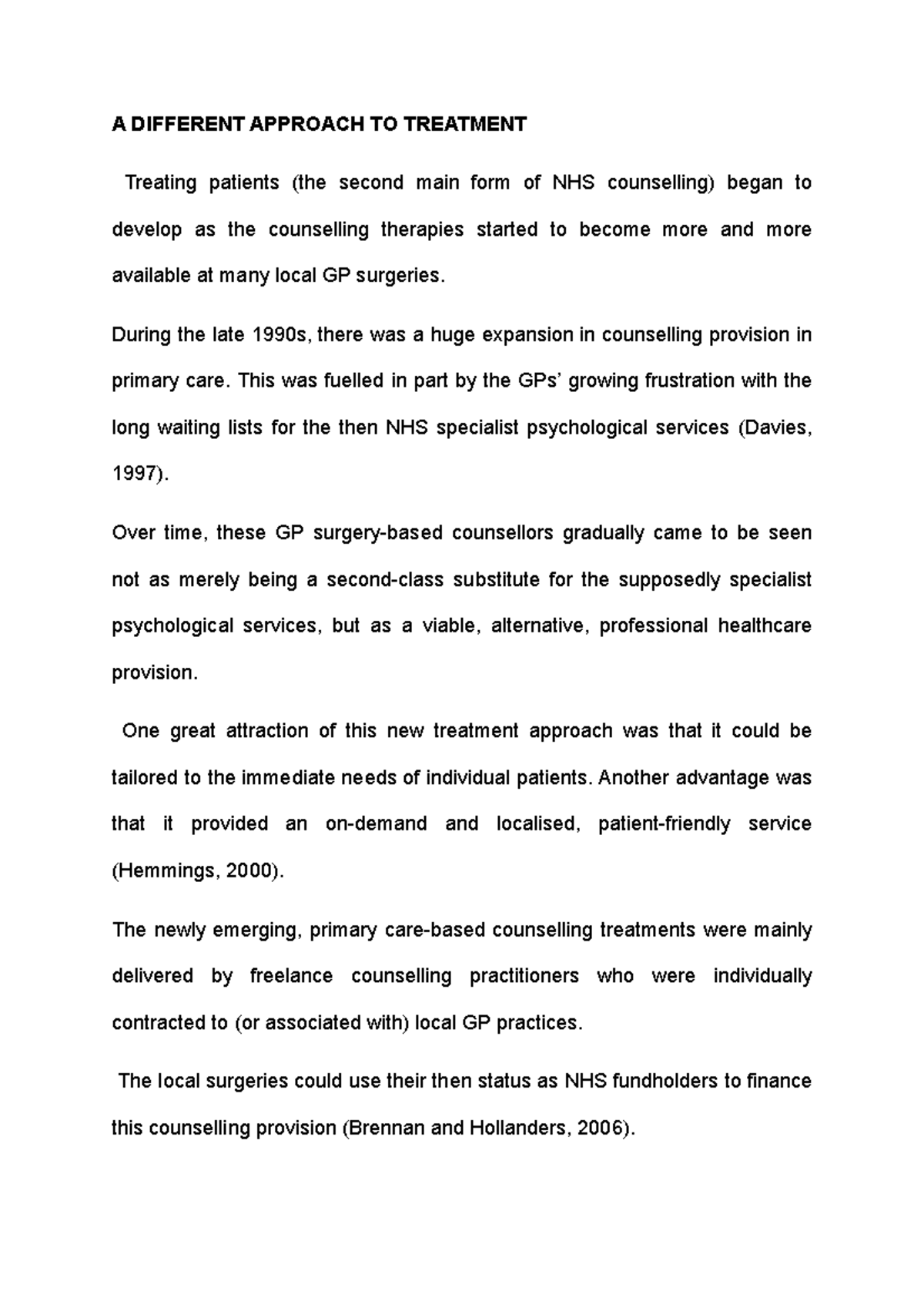 Different Approach TO Treatment - A DIFFERENT APPROACH TO TREATMENT ...