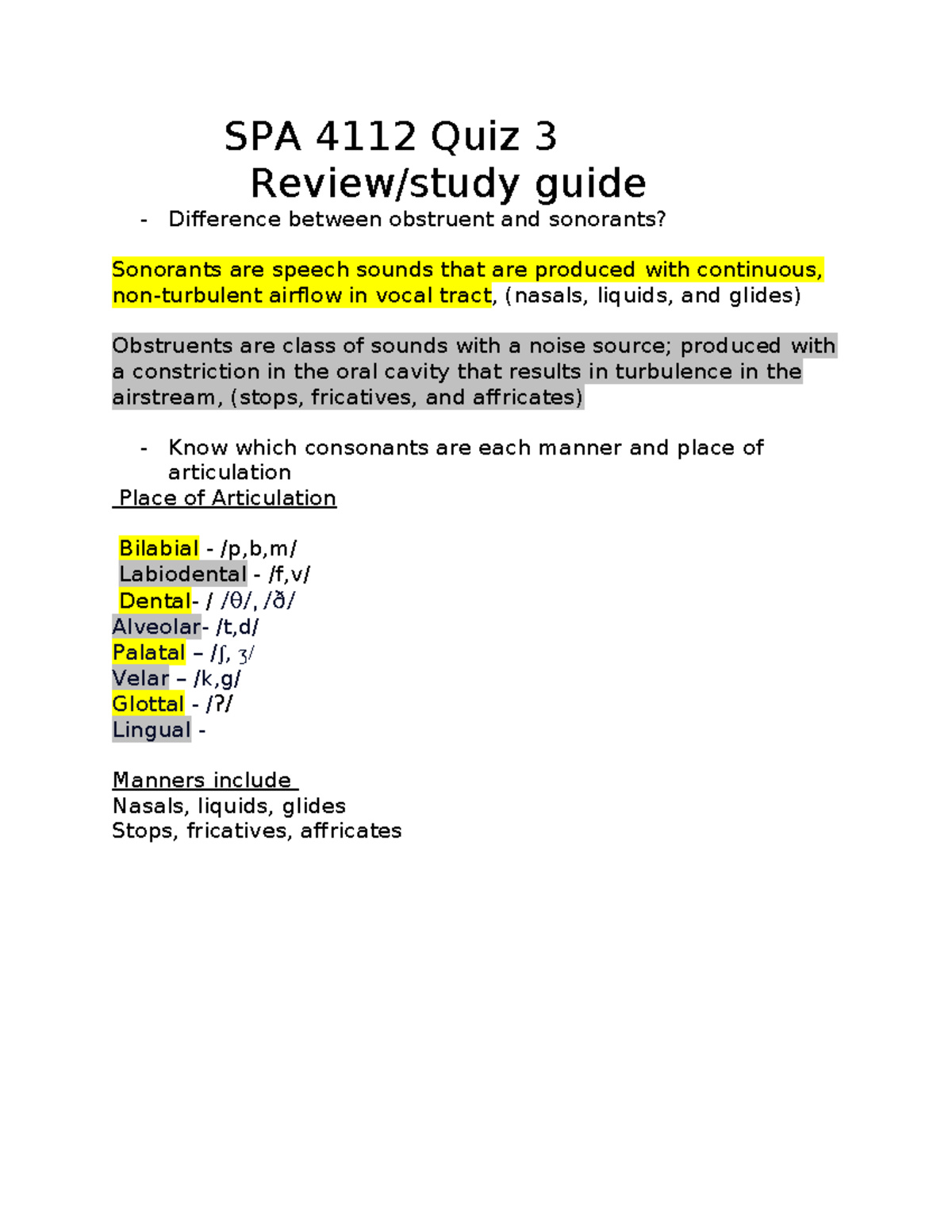 SPA 4112 Quiz 3 review copy copy - SPA 4112 Quiz 3 Review/study guide ...