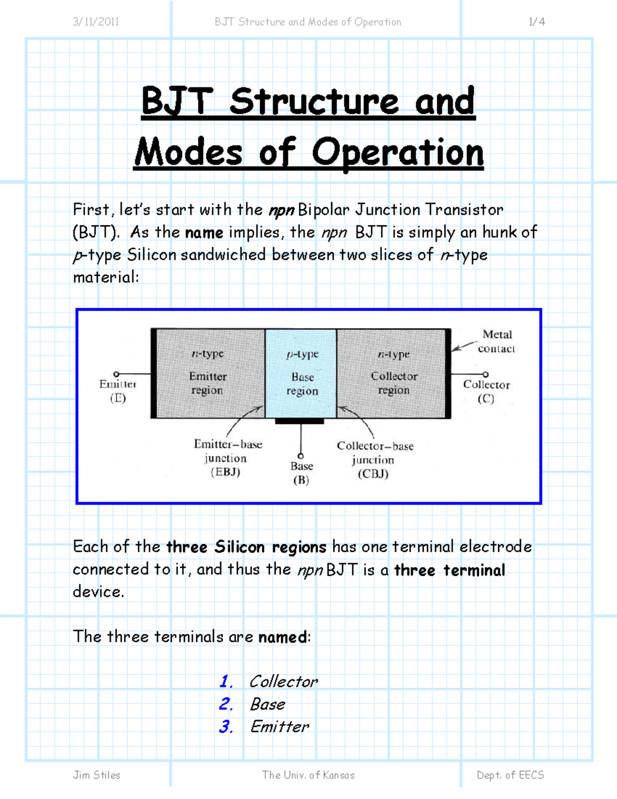 BJT Structure and Modes of Operation - BJT Structure and Modes of ...