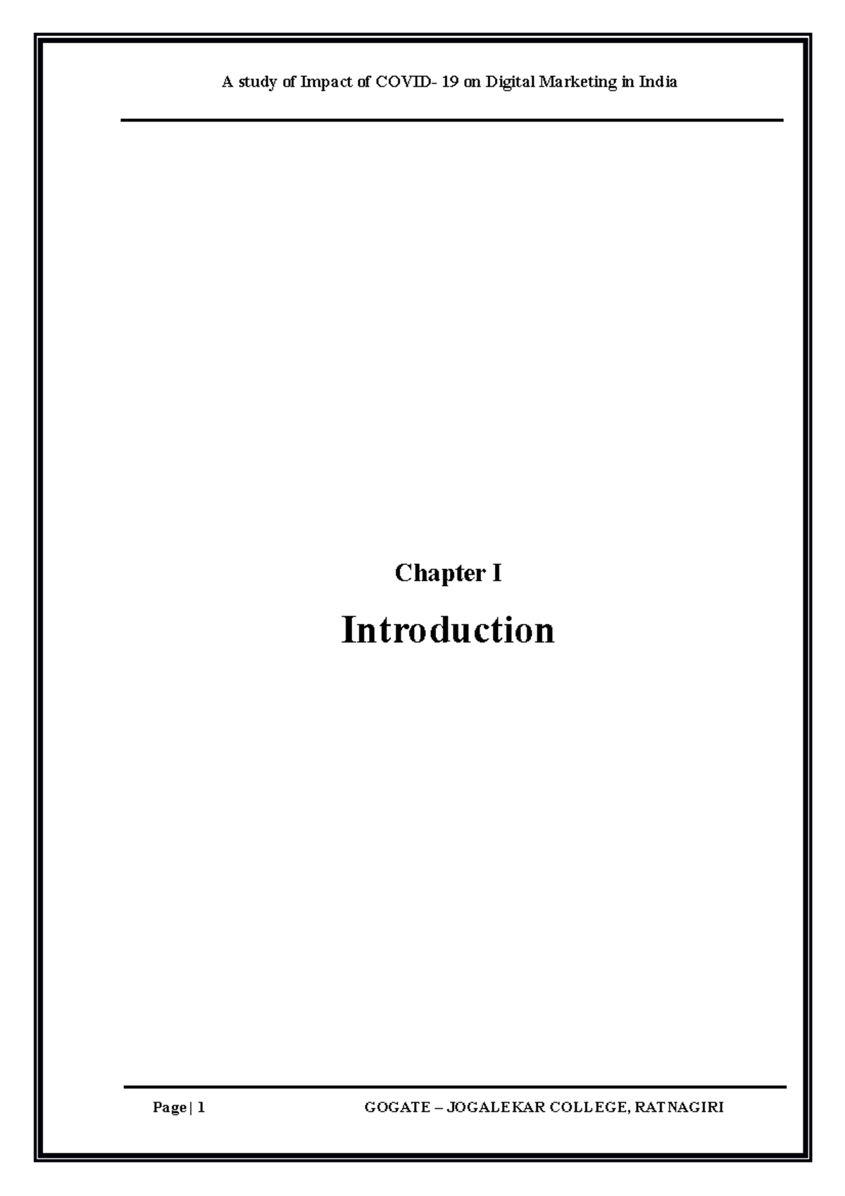 Digital Marketing Project (A) - Chapter I Introduction 1 Introduction 1 ...