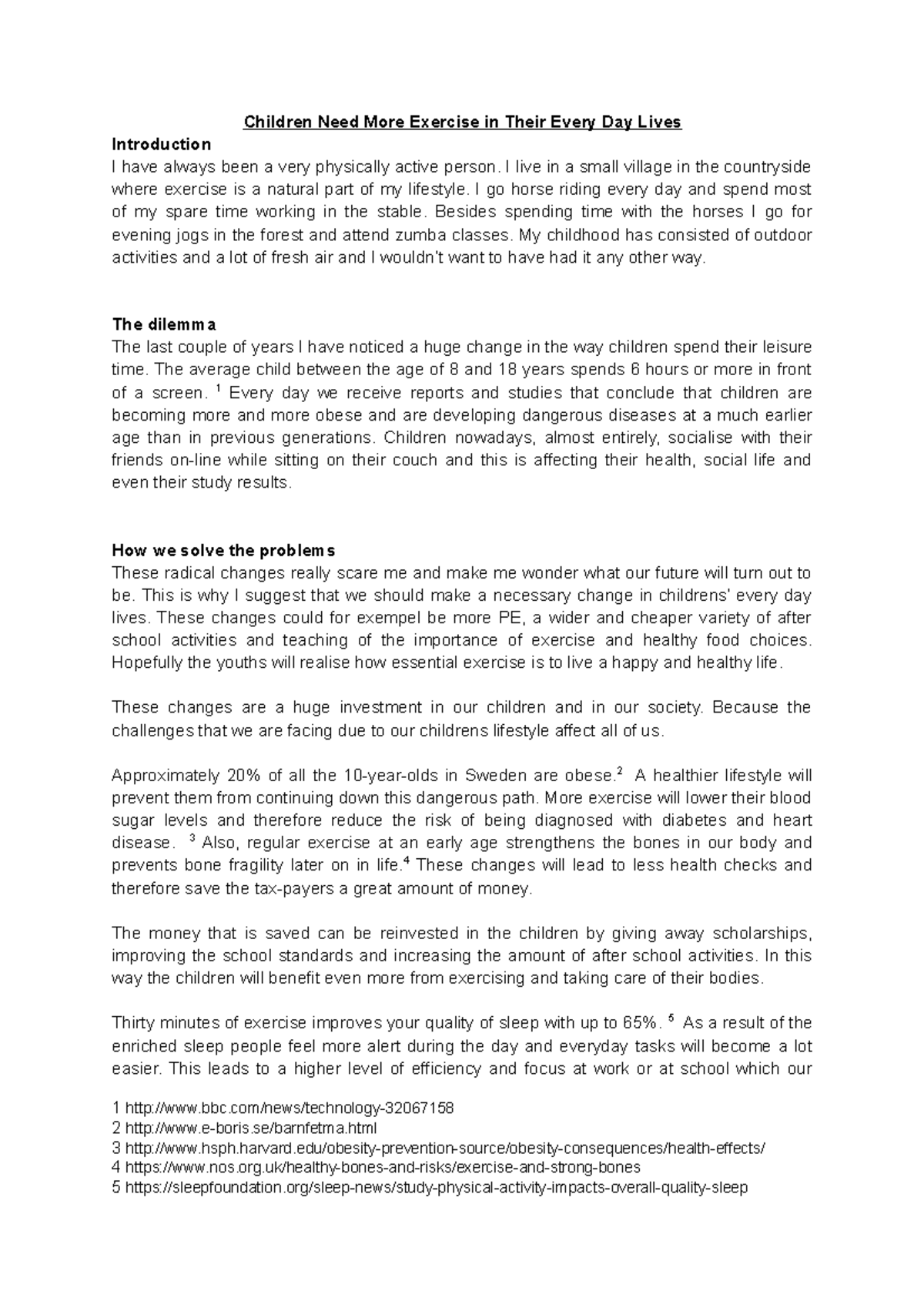 Argumentative essay - children need more excersice - Children Need More ...