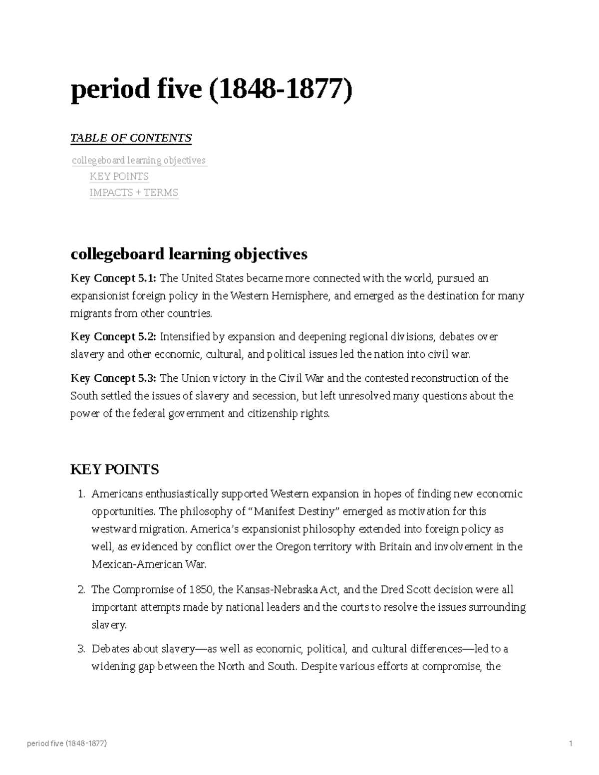 P5 - p5 notes - period five 1848 1877 1 period five (1848-1877) TABLE ...