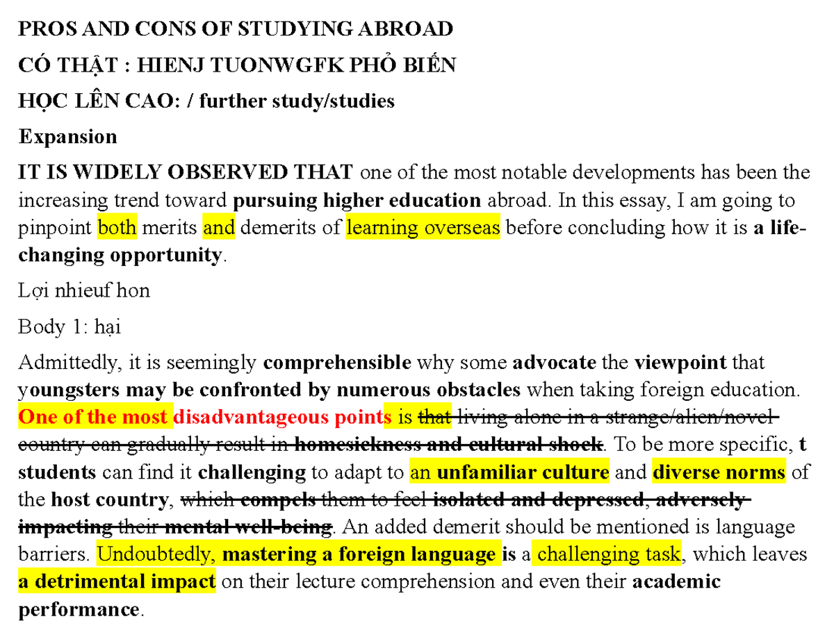 PROS AND CONS OF Studying Abroad - PROS AND CONS OF STUDYING ABROAD CÓ ...
