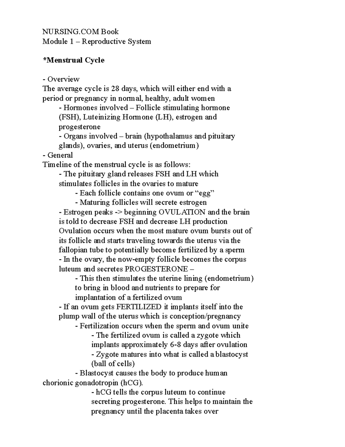 Reproductive System and more - NURSING Book Module 1 – Reproductive ...