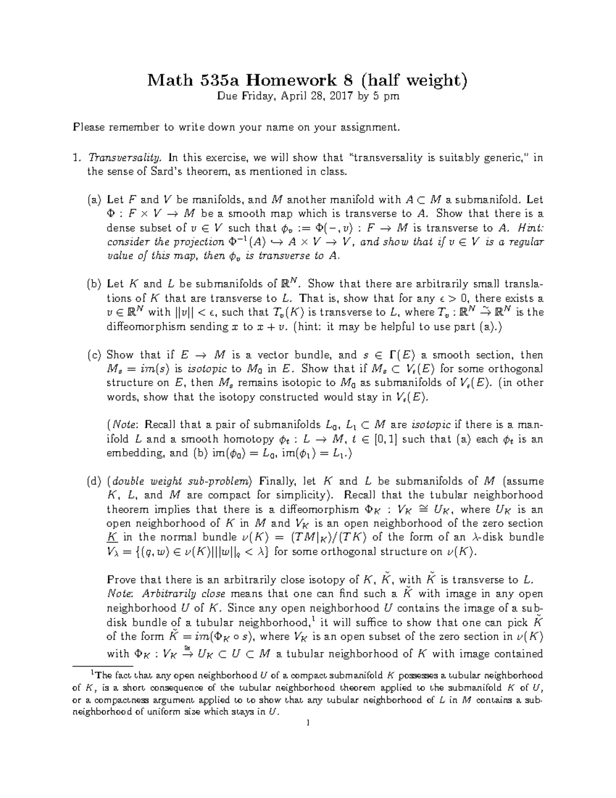Math 535a Homework 8 (half weight) - Math 535a Homework 8 (half weight ...
