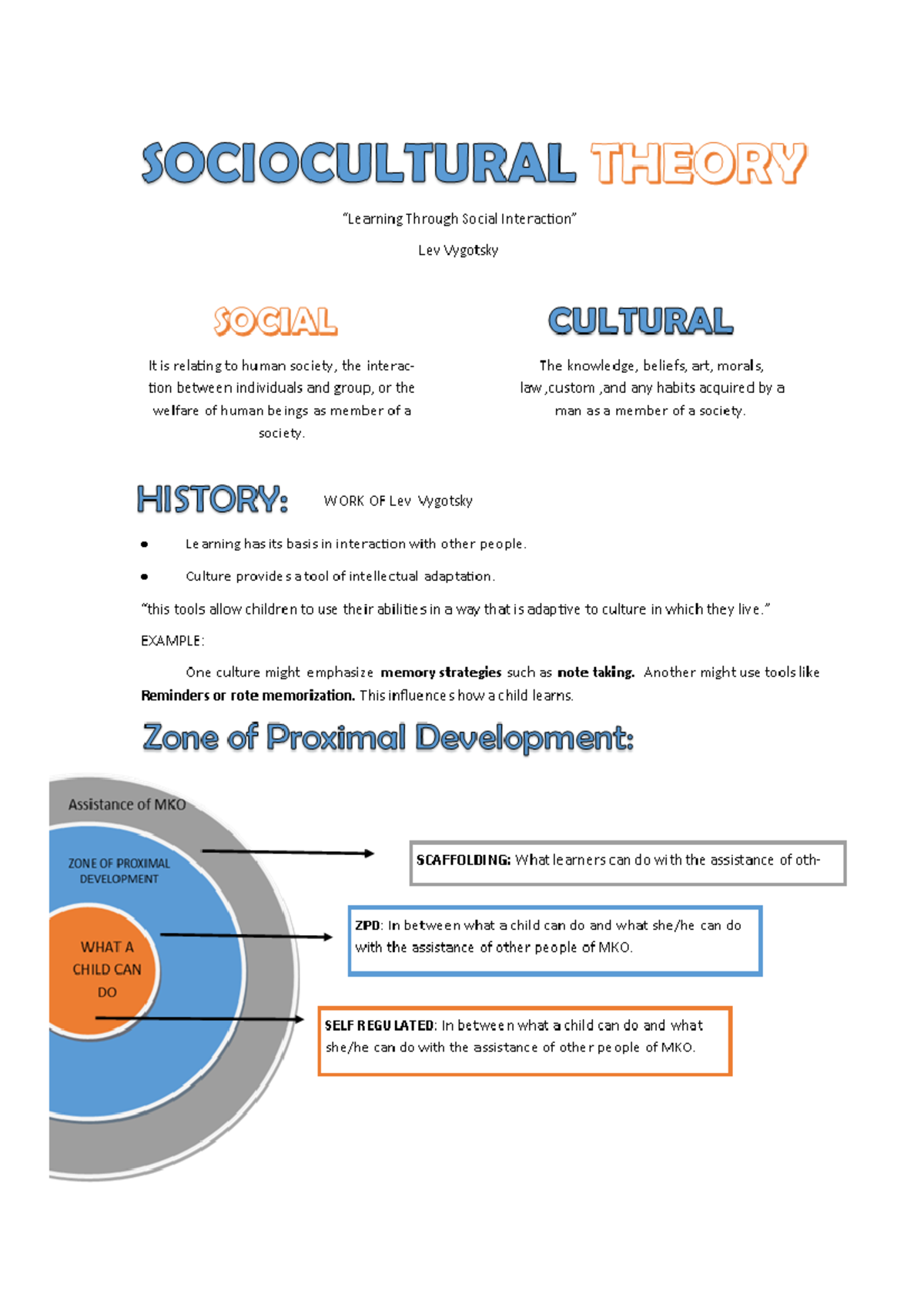 Sociocultural theory report - Sociocultural Theory The sociocultural ...