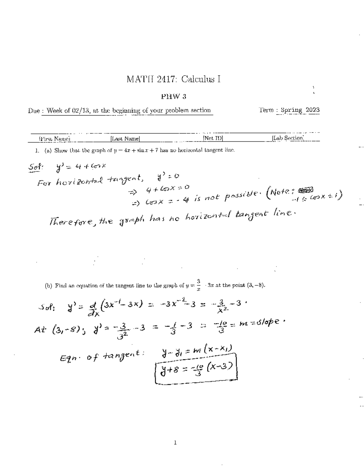 Cal PHW Solutions - MATH 2417 - Studocu