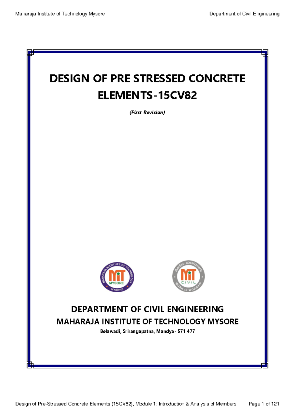 Module 1 - DESIGN OF PRE STRESSED CONCRETE ELEMENTS-15CV (First ...