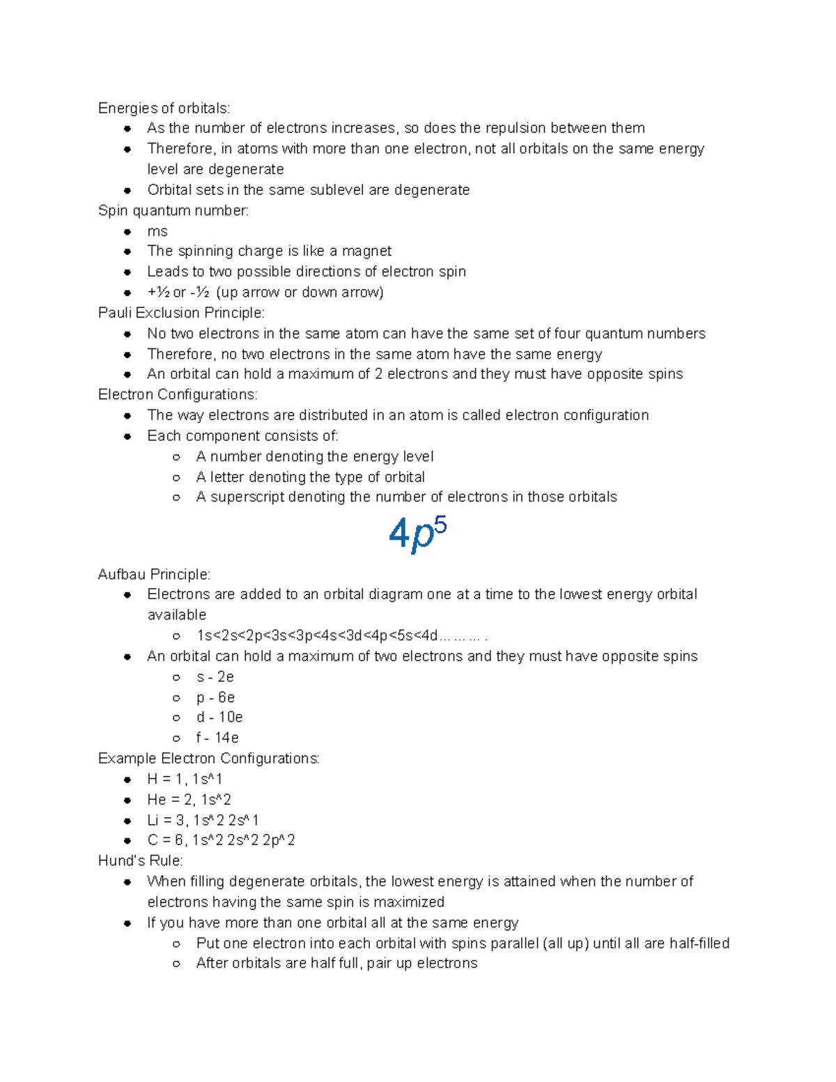 Chem I Quantum Numbers and Electron Configuration - Energies of ...
