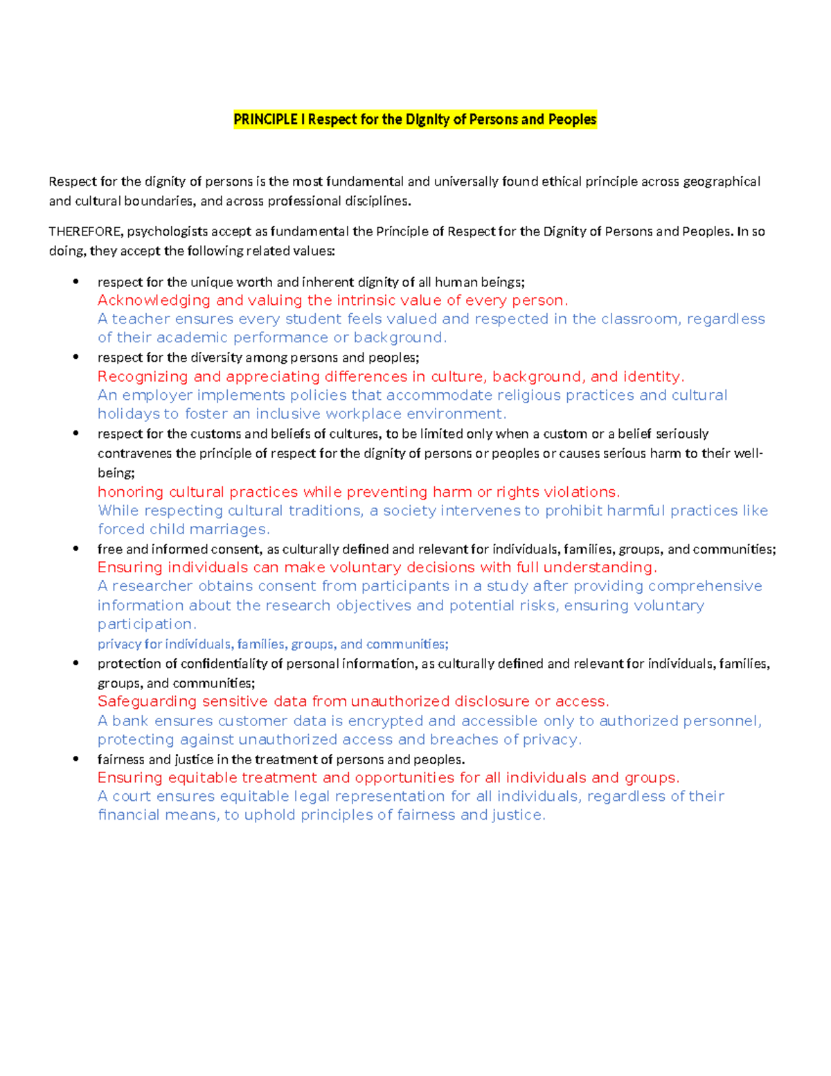 Nac ethics fact sheet - LECTURE - PRINCIPLE I Respect for the Dignity ...