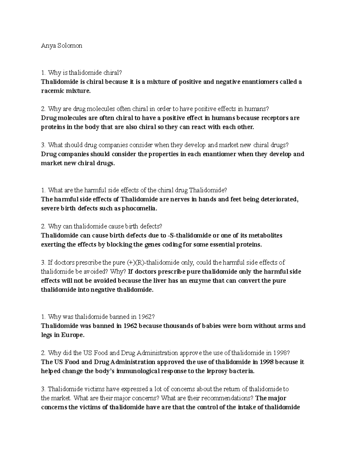 Thalidomide A controversial drug - Anya Solomon Why is thalidomide chiral? Thalidomide is chiral ...