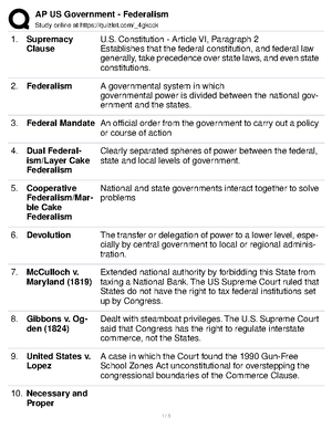 Ap gov 1 - Unit 1 - AP US Government: Important Clauses Study online at ...