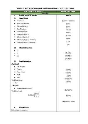 Footing Computationn - Computations on RCD - STRUCTURAL ELEMENTS ...