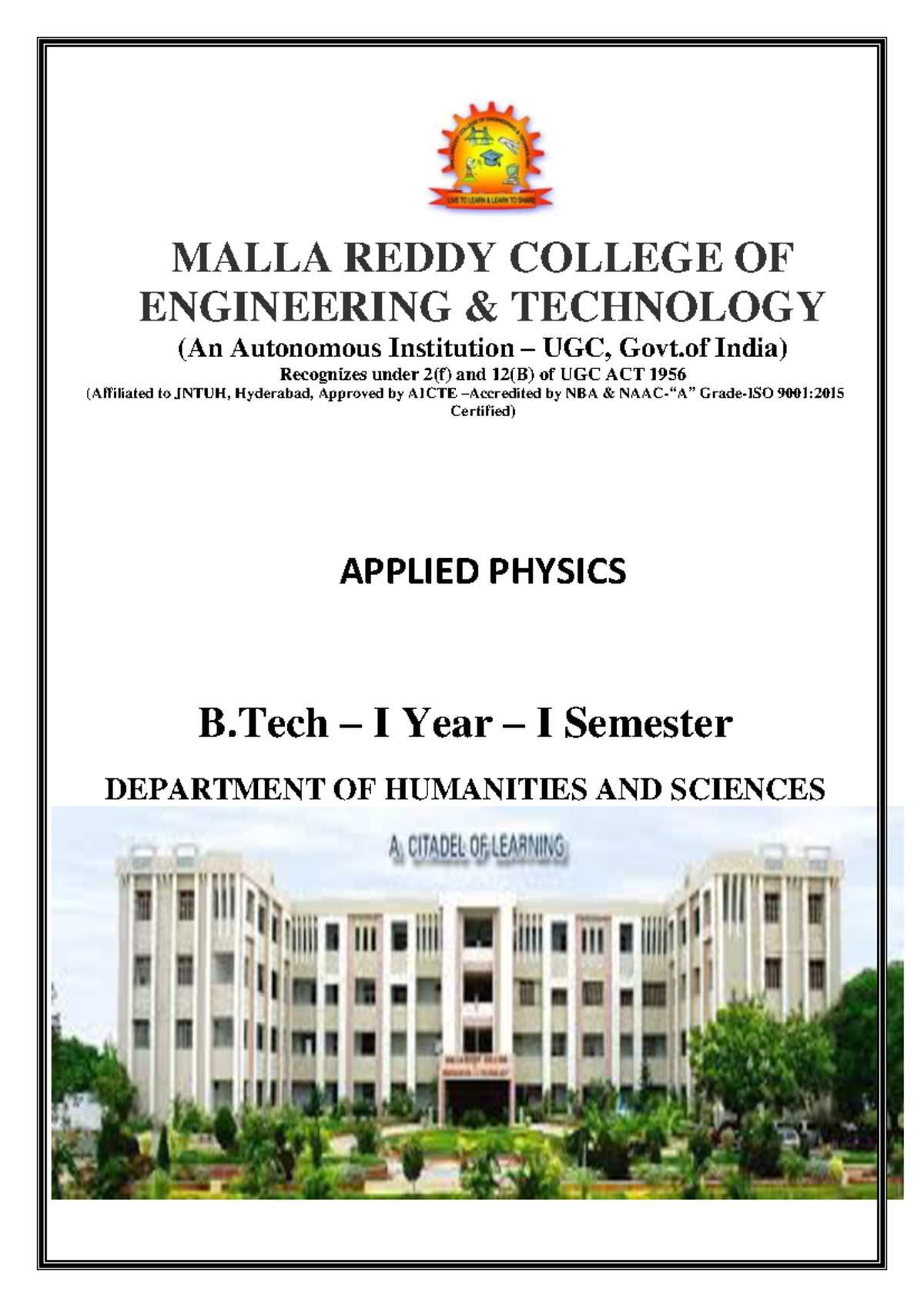 Applied Physics - Notes. - MALLA REDDY COLLEGE OF ENGINEERING ...