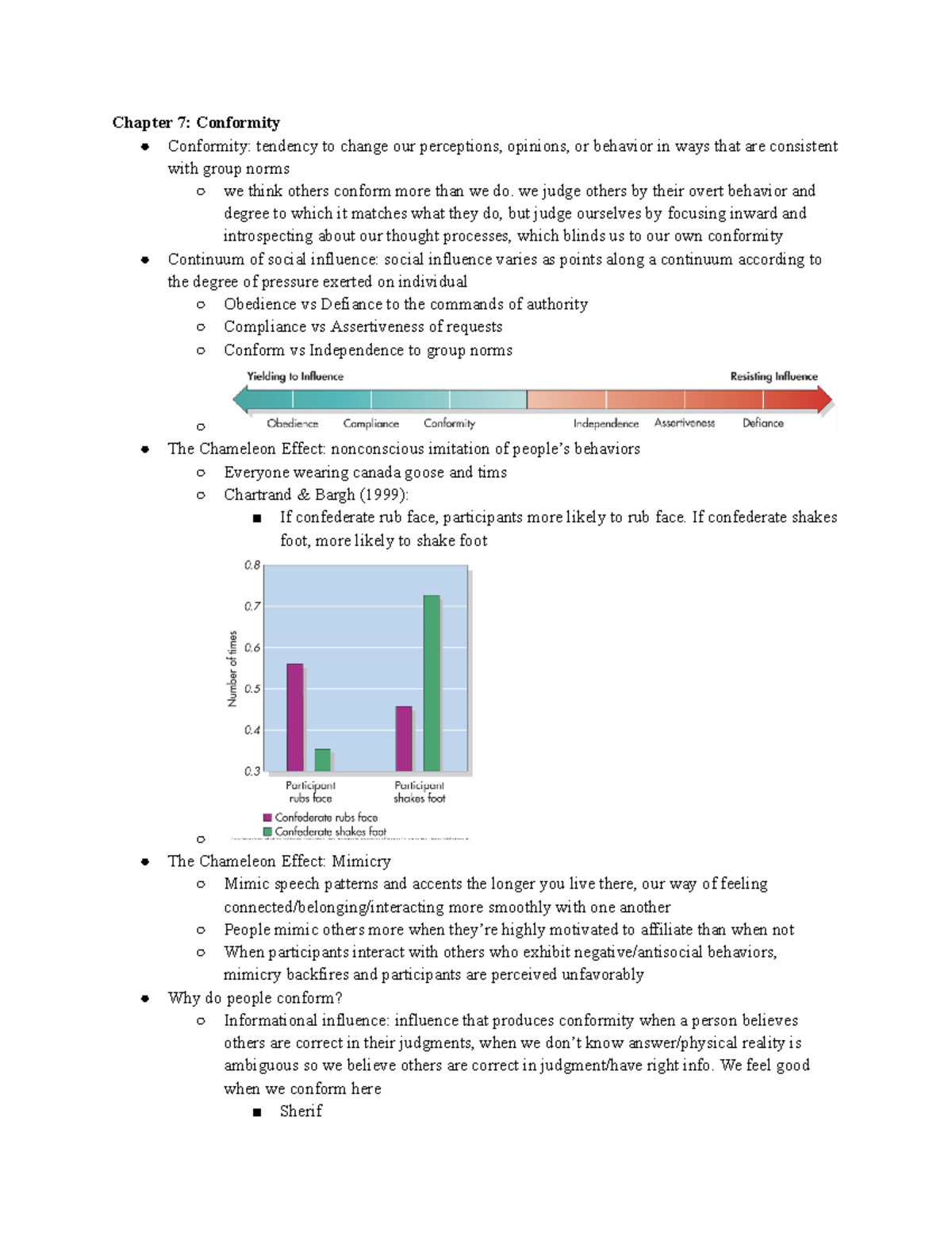 PS261 Exam 3 (Ch. 7, 8, 10) - Chapter 7: Conformity Conformity ...