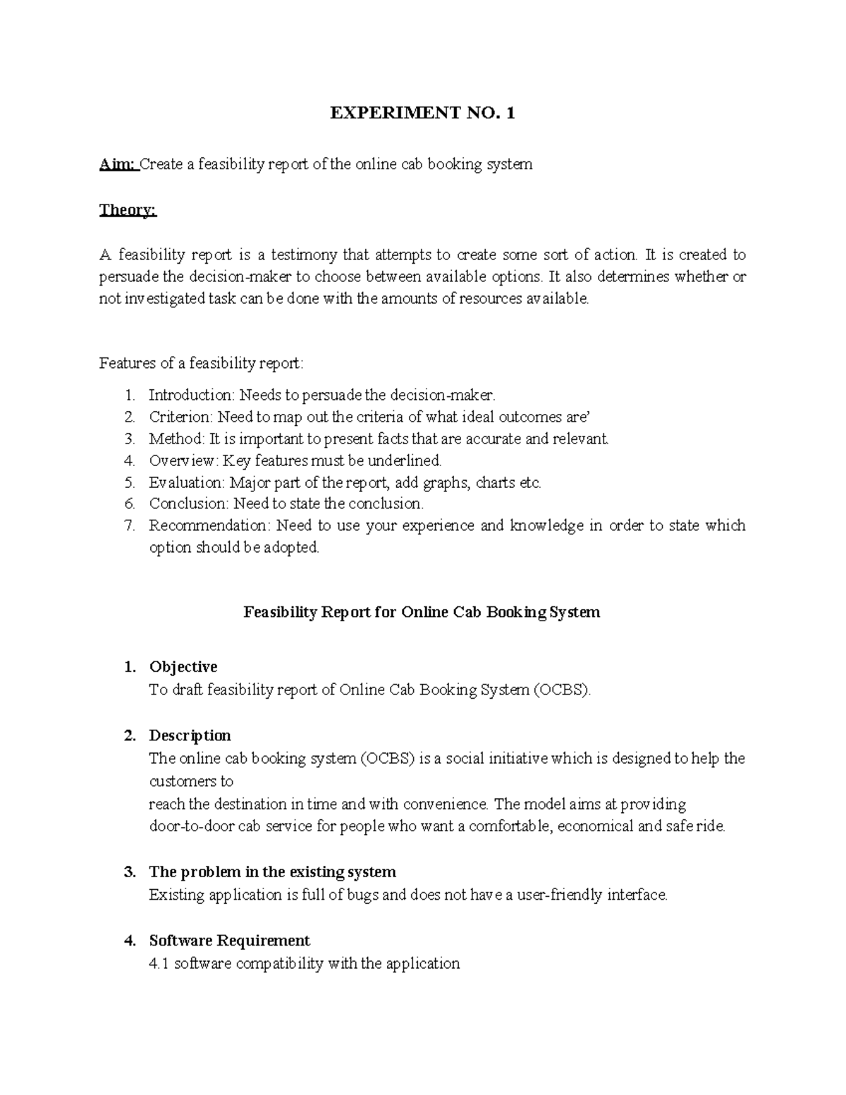 Complete Object Oriented Software Engineering File Experiment No 1 Aim Create A Feasibility