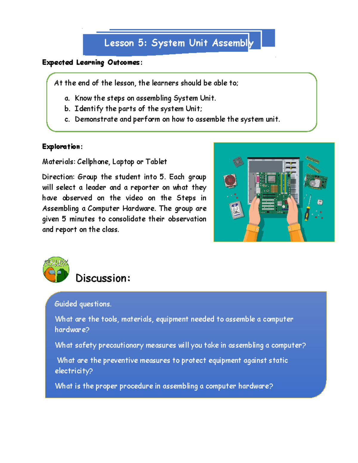 Lesson Plan for web based - Expected Learning Outcomes: Exploration ...