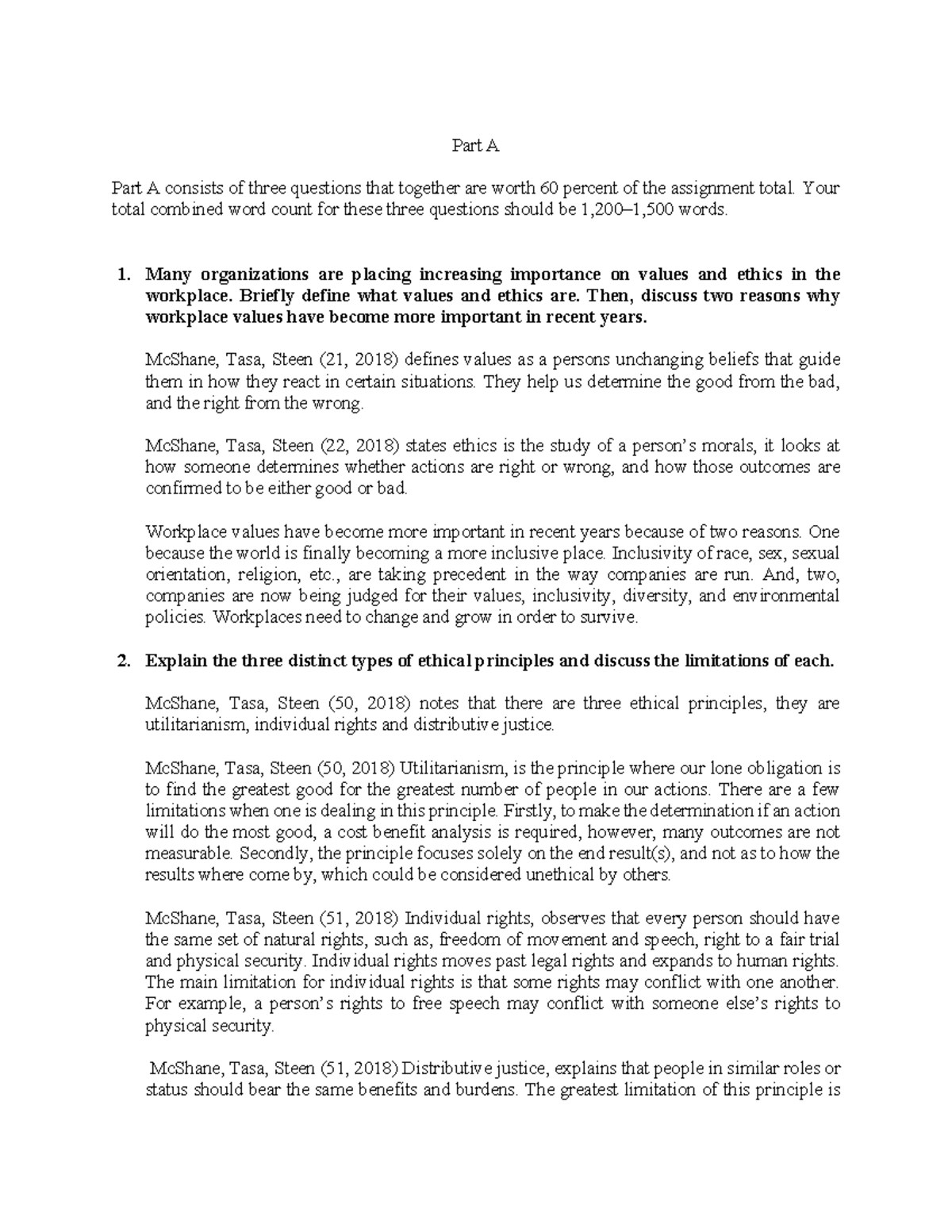 ORGB 364-Assignment 1 - Assignment 1 - Part A Part A consists of three ...