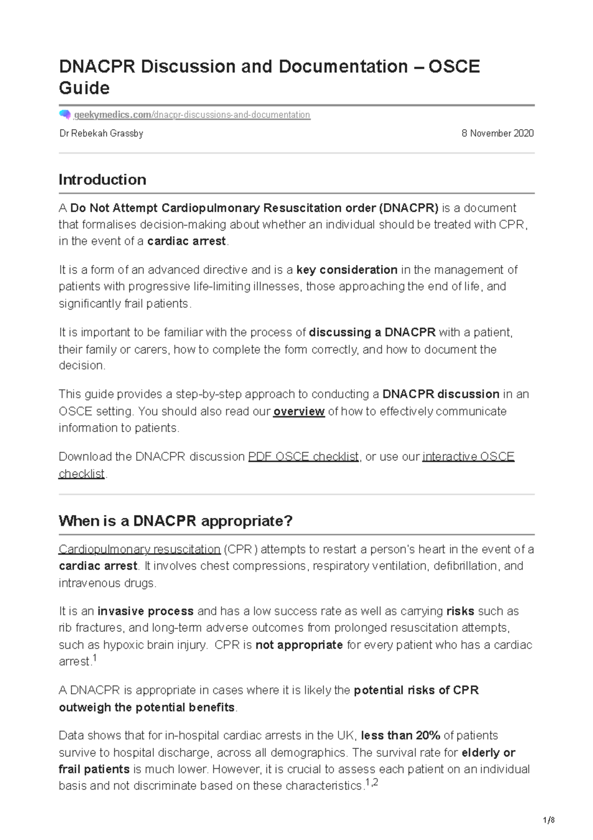 Geekymedics.com- Dnacpr Discussion and Documentation OSCE Guide - Dr ...