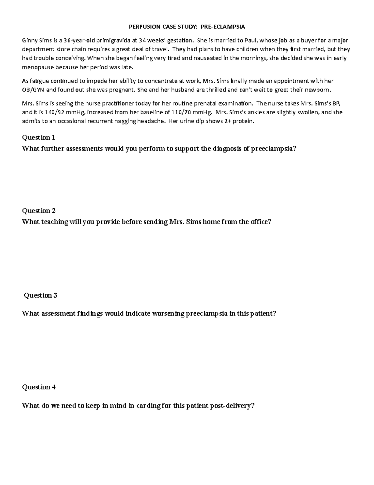 Perfusion CASE Study - Custom work from professor - PERFUSION CASE ...