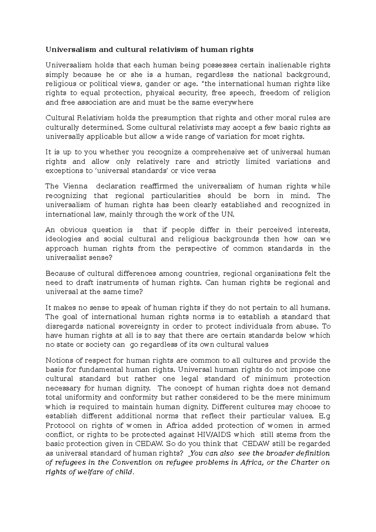 Universalism-culturalrelativism - Universalism and cultural relativism ...