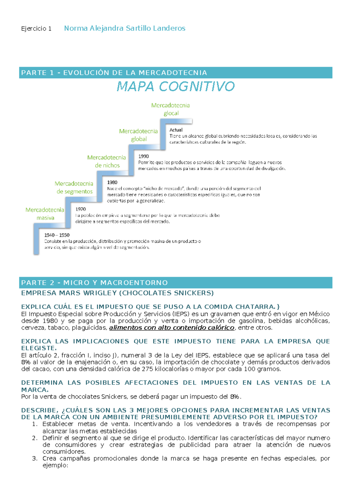 Mercadotecnia. Ejercicio 1 - Ejercicio 1 Norma Alejandra Sartillo ...