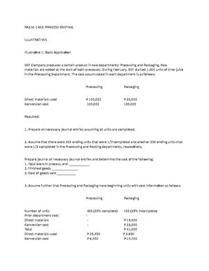 Process- Costing-Lost-Units-Hand Outs. - PROCESS COSTING ACCOUNTING FOR ...