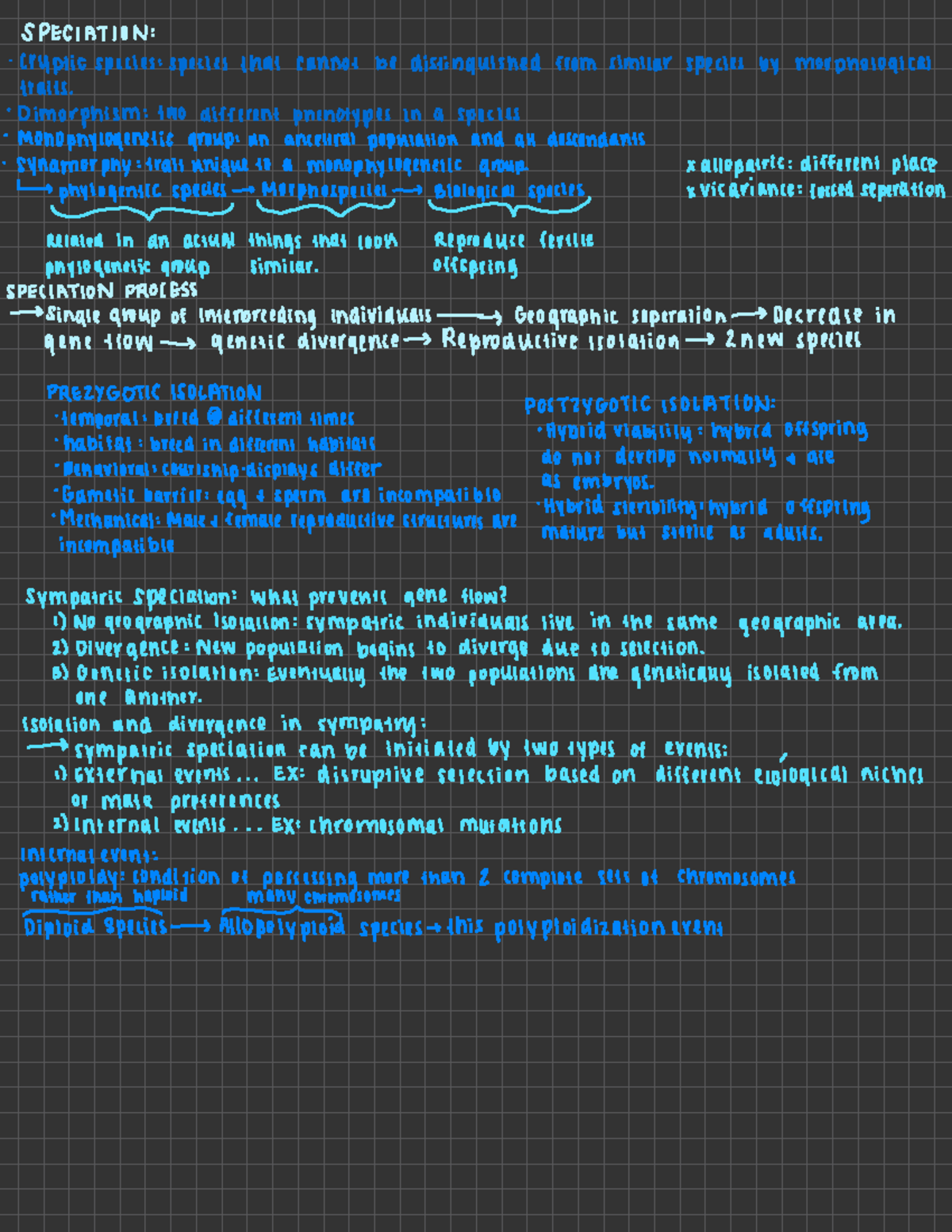 Speciation - These notes are lecture notes that go over evolution of ...