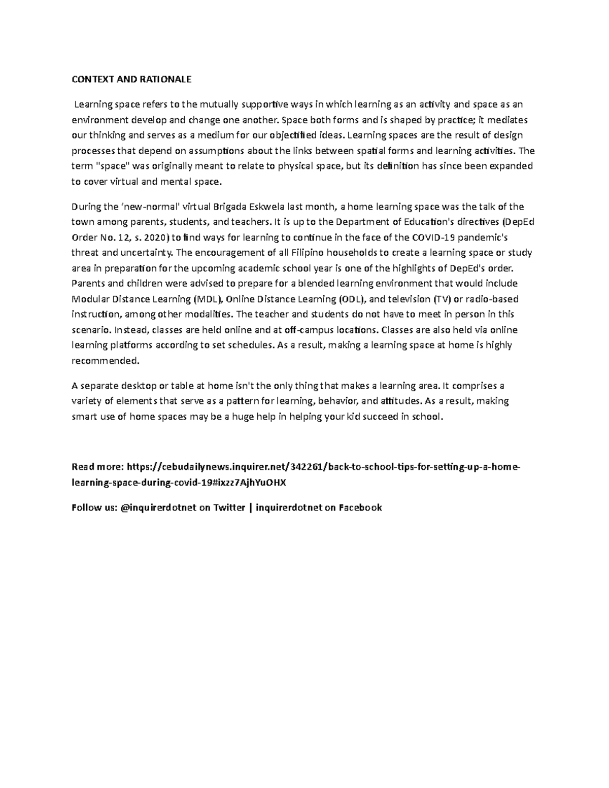 Context AND Rationale - Lecture notes 1 - CONTEXT AND RATIONALE ...