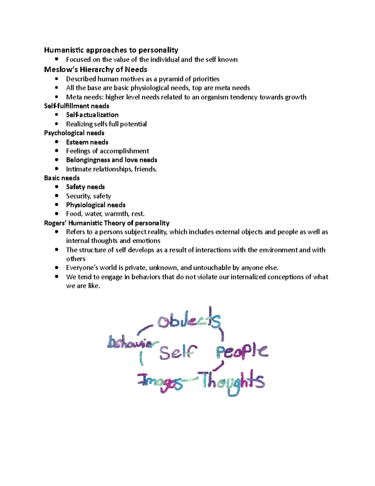 Psychology notes personality - Humanistic approaches to personality ...