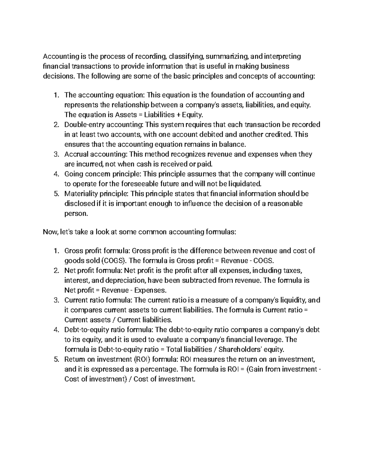 Accounting 101 - This is some of what we learned in our first class ...