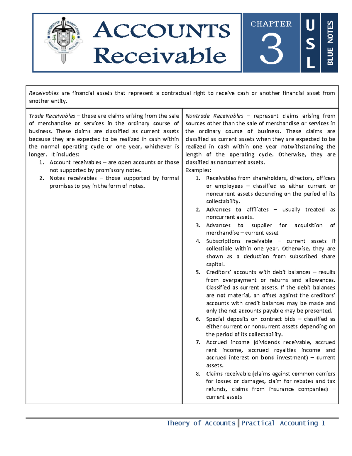 3. Accounts Receivable - Theory of Accounts Practical Accounting 1 3 ...