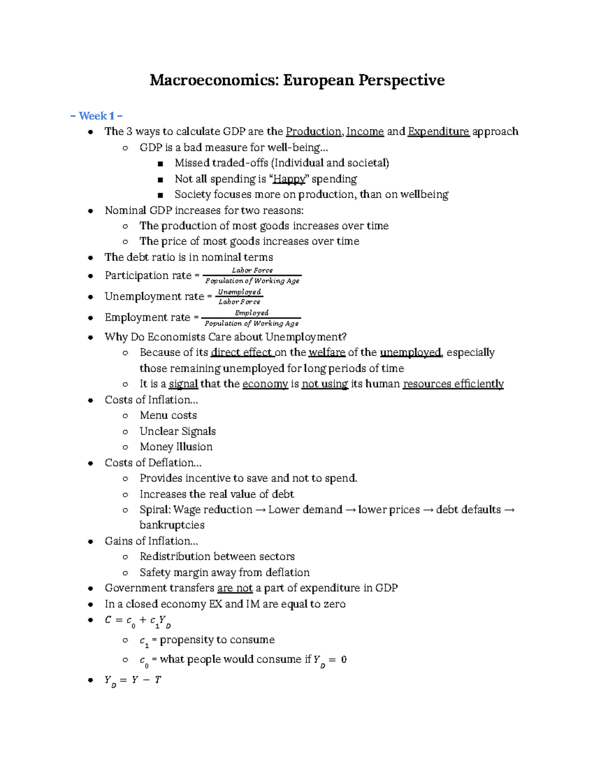 Macroeconomics Midterm Review - Macroeconomics: European Perspective ...