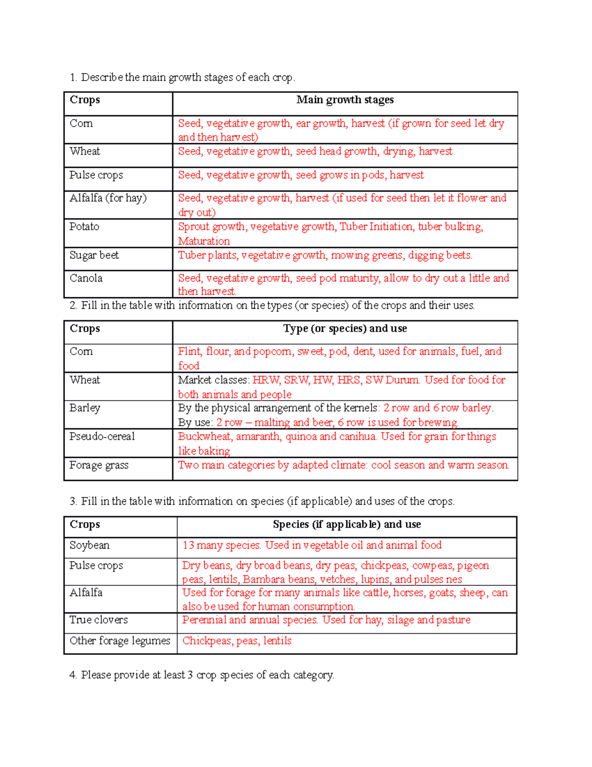 Assignment 3 - 407 - hw 3 - Describe the main growth stages of each ...