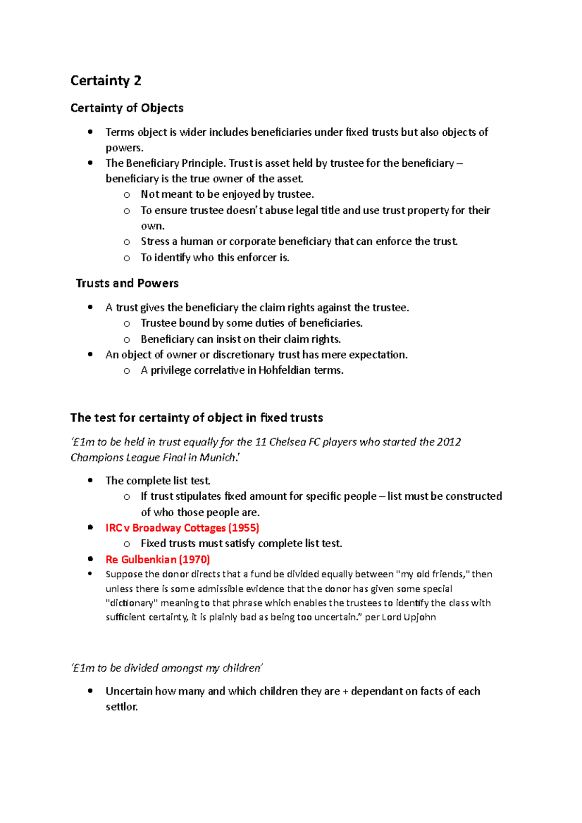 Certainty 2 - Lecture notes - Certainty 2 Certainty of Objects Terms ...