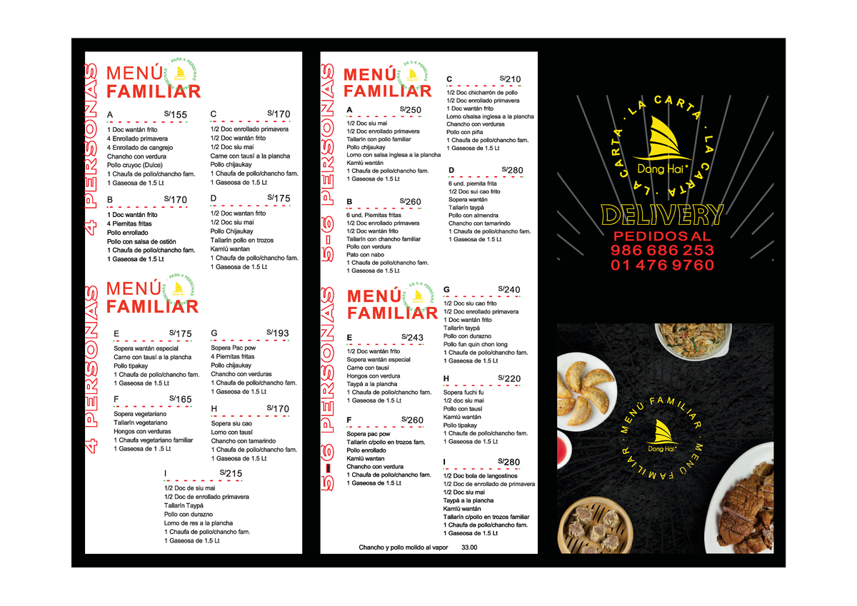 Carta Dong Hai Menu Familiar - Salud y Sociedad - Studocu