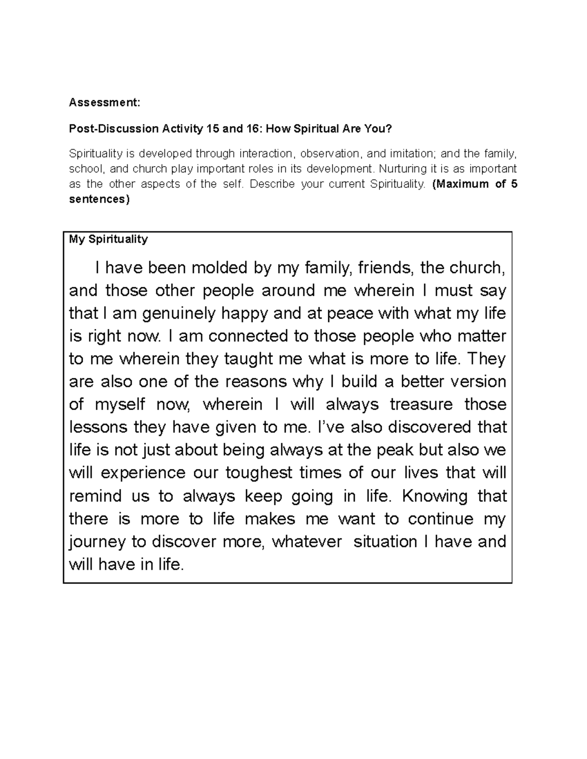 10 Uself- Assessment Post-Discussion Activity 15-16 - Assessment: Post ...