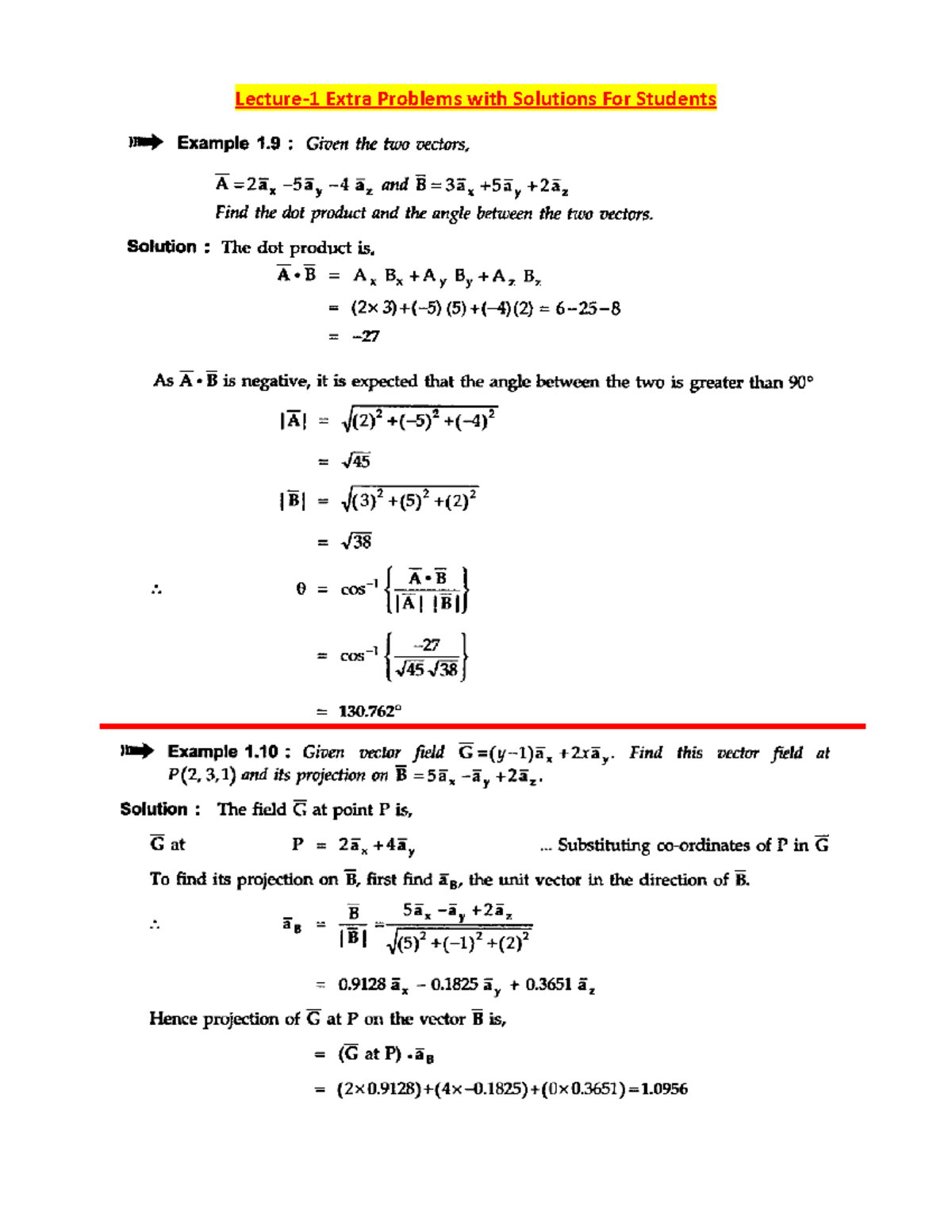 Lecture-1 Additional Problems Students - Extra Problems with Solutions ...