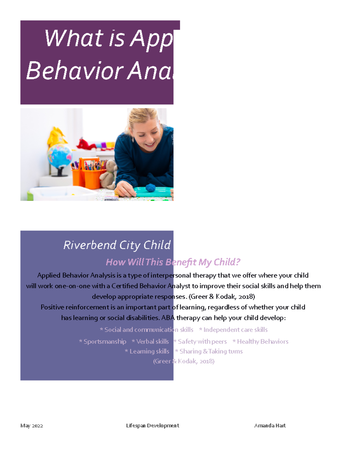 Brochure Hart - What is Applied Behavior Analysis? Riverbend City Child ...