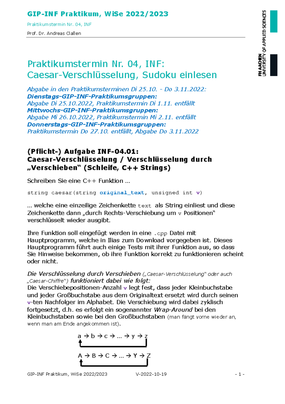 GIP-Praktiukm 4 - Grundlagen der Informatik und höhere ...