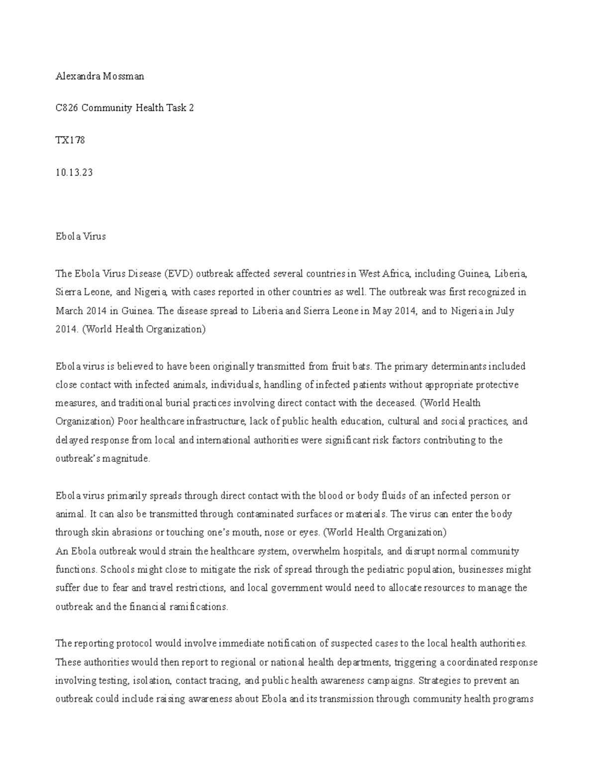 Mossman Task 2 - Task 2 Assignment - Alexandra Mossman C826 Community ...