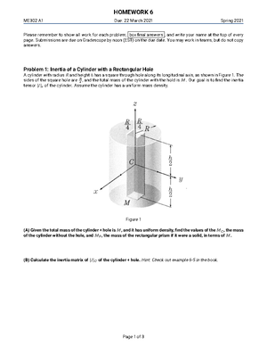 ME302 Homework 8 - Prof. Alyssa Pierson - ME302 A HOMEWORK 8 Due: 5 ...