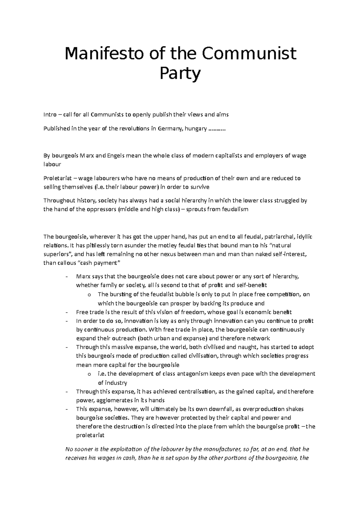 Manifesto of the Communist Party - Manifesto of the Communist Party ...
