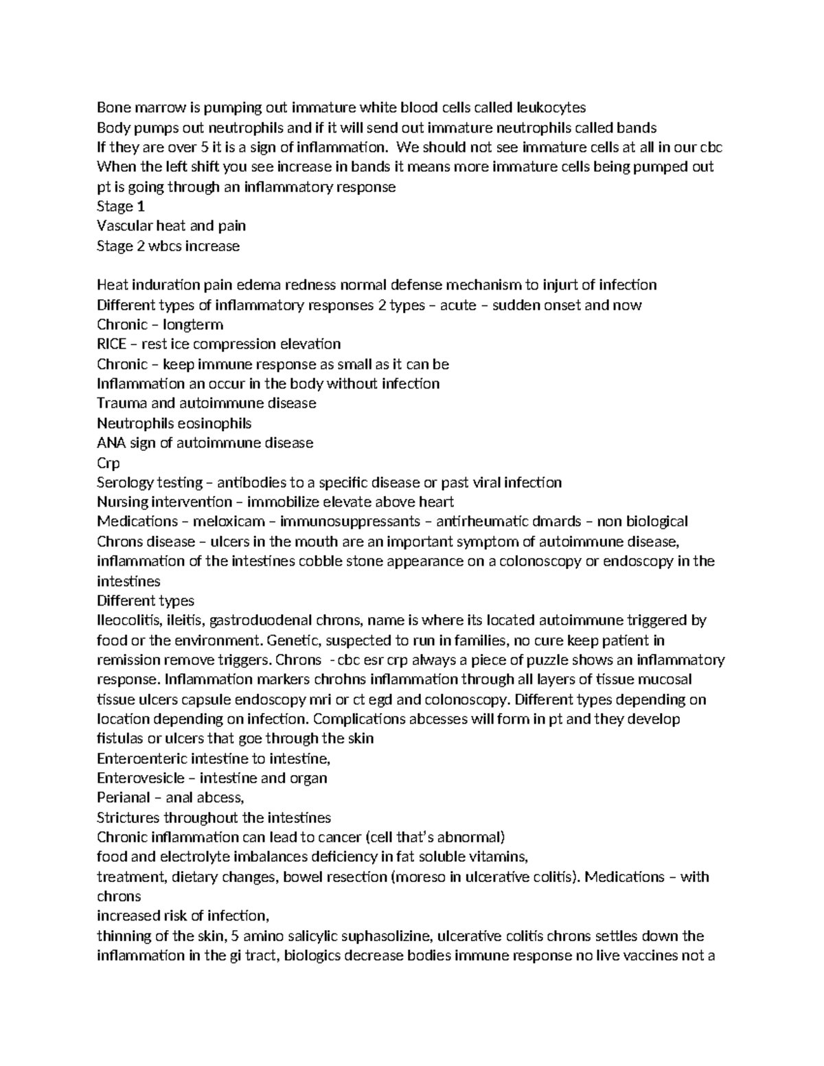 Inflammation - We should not see immature cells at all in our cbc When ...
