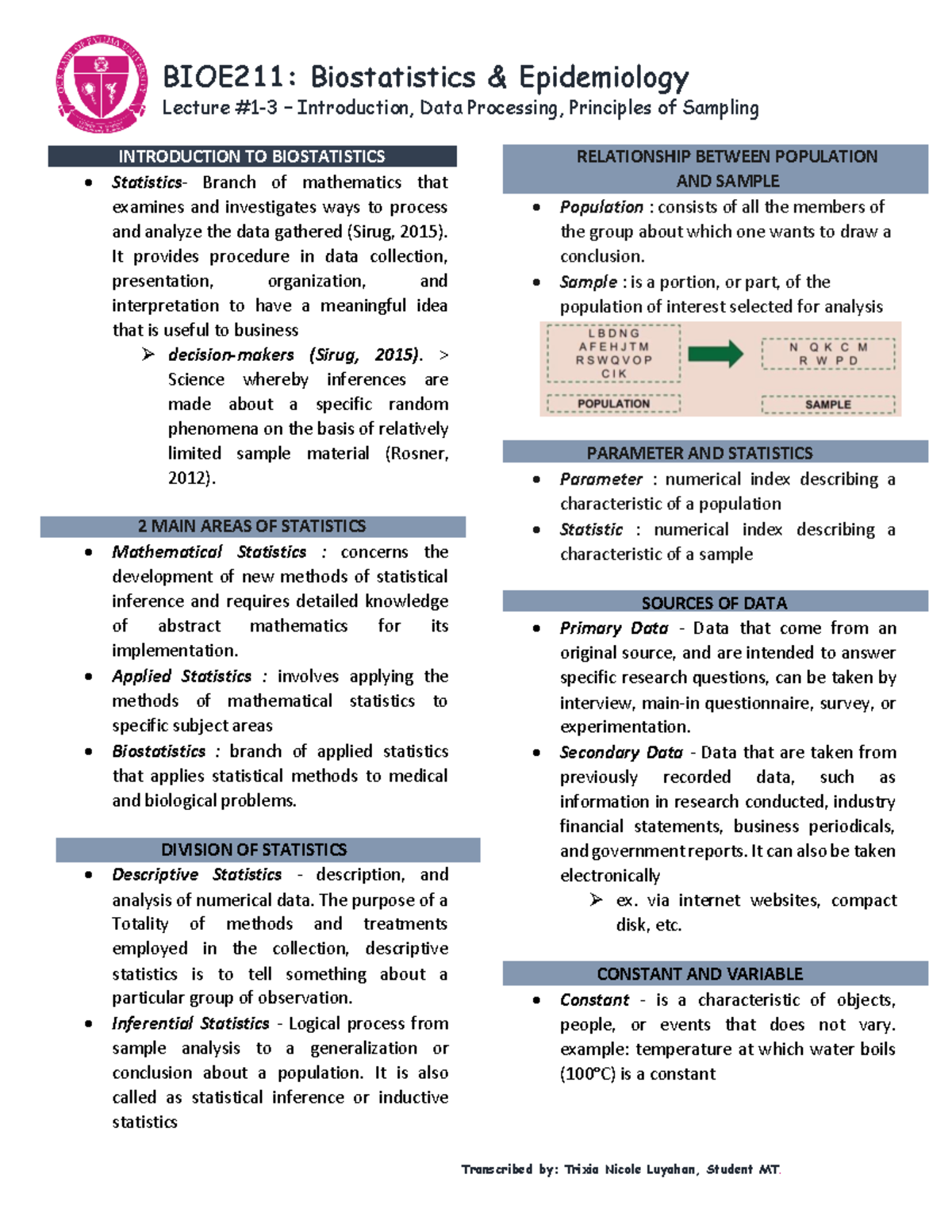 W1-3. Biostatistics AND Epidemiology - Lecture #1-3 – Introduction ...