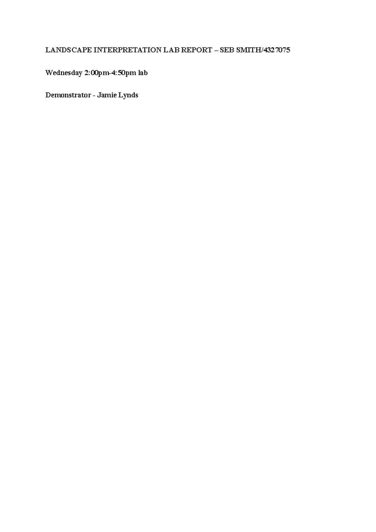 Landscape Interpretation LAB Report - LANDSCAPE INTERPRETATION LAB ...