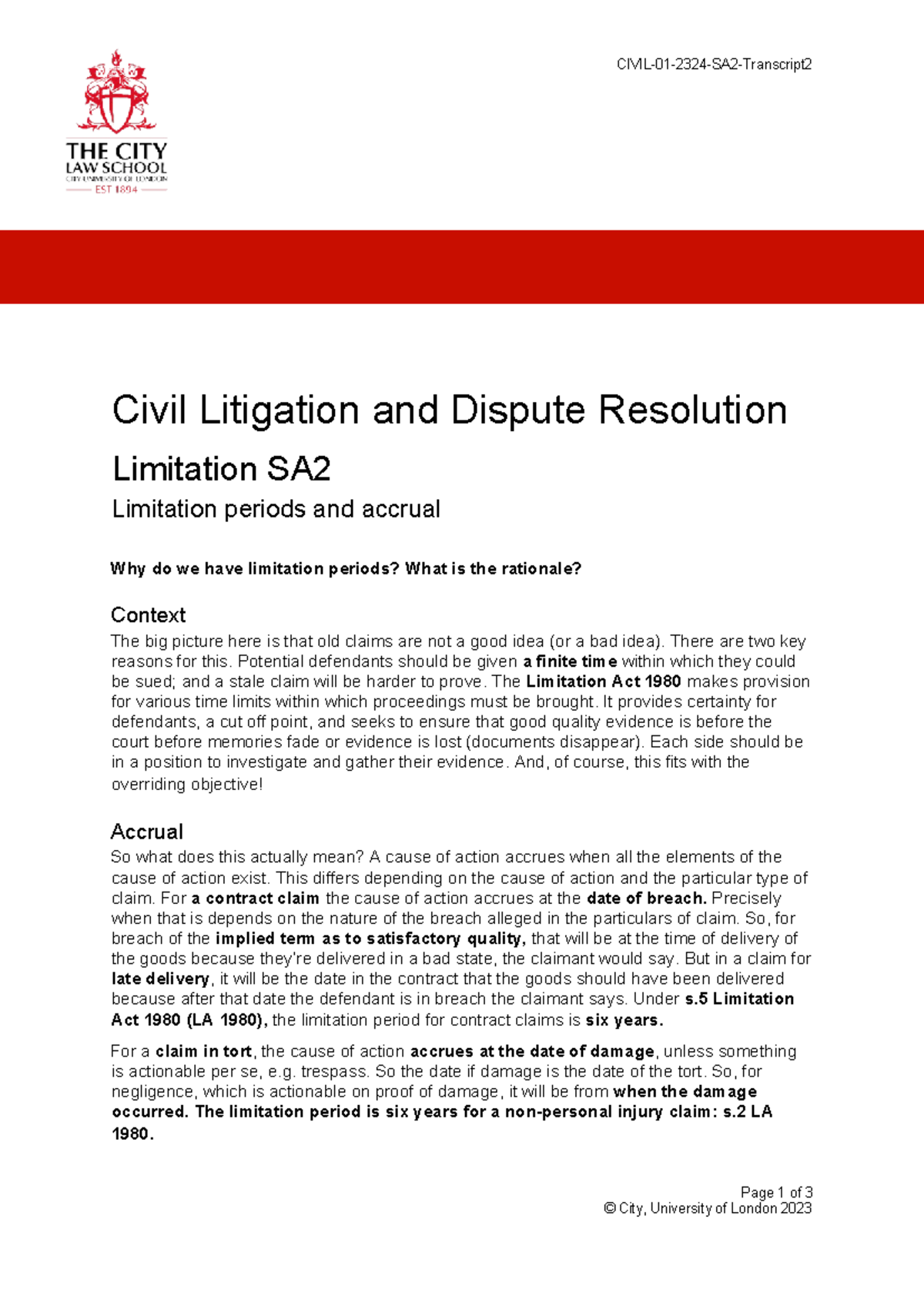 Civil 01 2324 SA2 - CIVIL-01-2324-SA2-Transcript Civil Litigation and ...