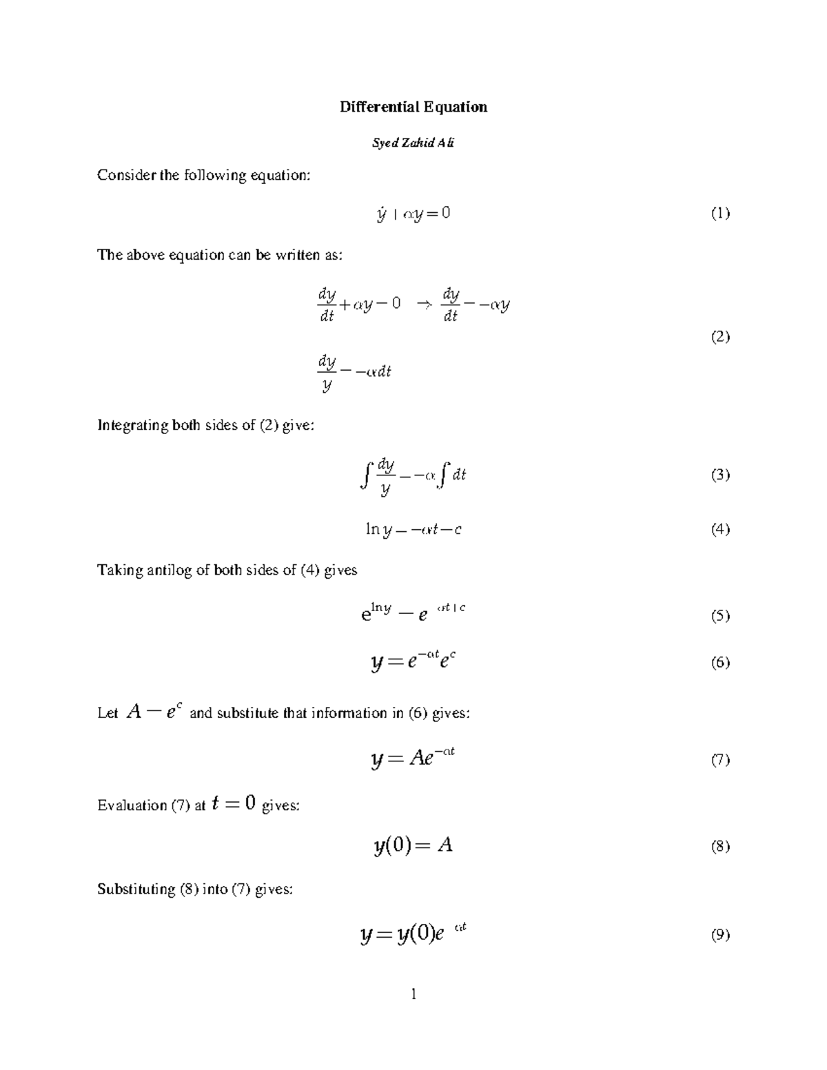 Differential Equation-1 notes - Differential Equation Syed Zahid Ali ...
